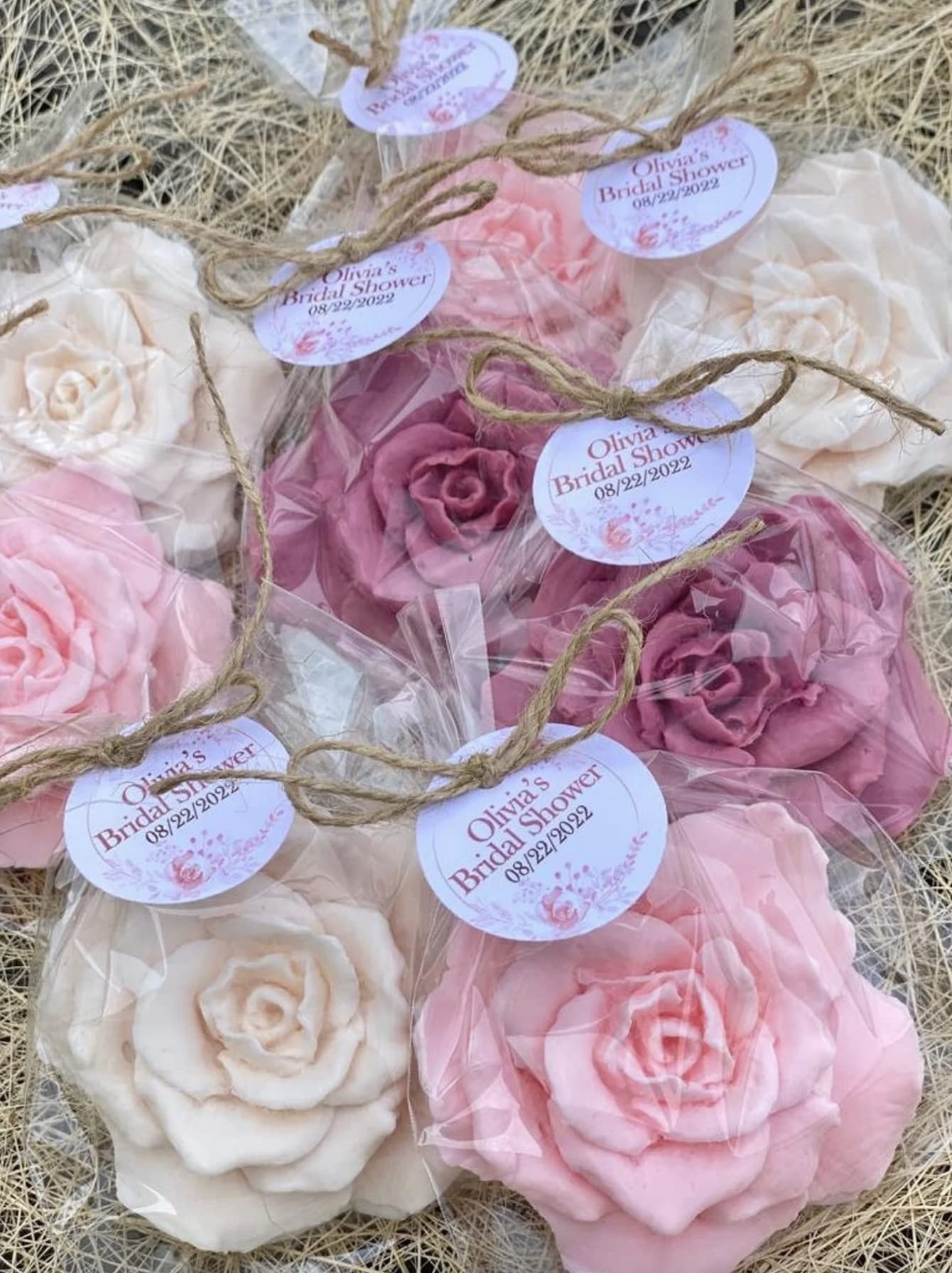 Rose Soap Favors - Bridal Shower Favors, Baby Shower Decorations, Girl Rose Gold Pink Floral Wedding Favors for Guests in Bulk