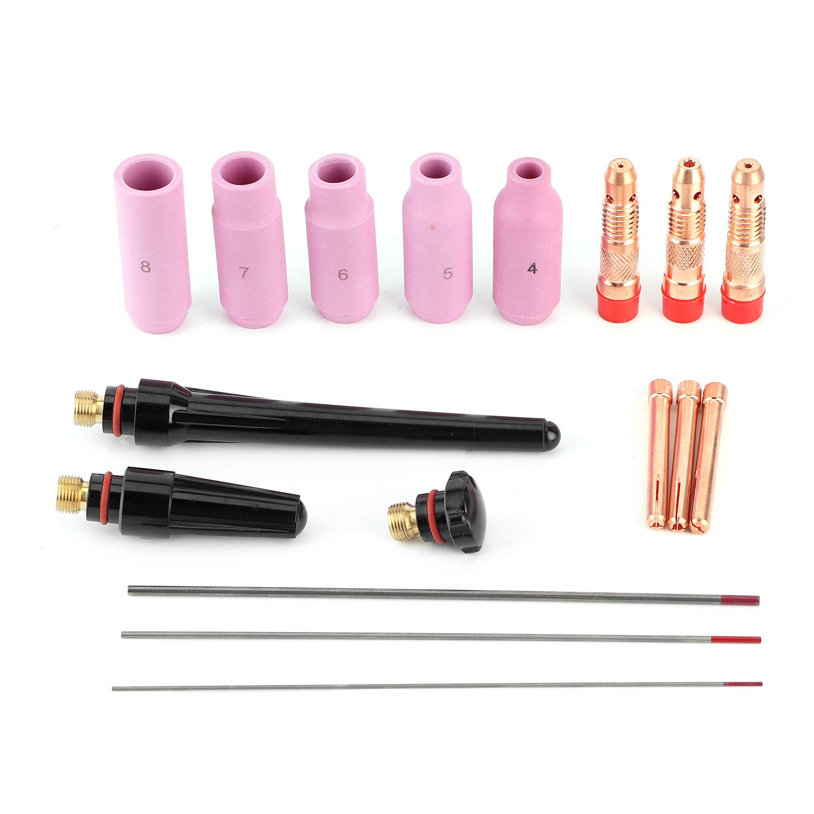 Fydun Welding Torch Accessories Kit, Ceramic Nozzle,17Pcs Welding Nozzle TIG Welder Contact Tip with Tungsten Wire for Torch 17/18/26