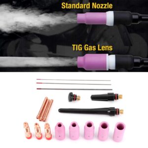 Fydun Welding Torch Accessories Kit, Ceramic Nozzle,17Pcs Welding Nozzle TIG Welder Contact Tip with Tungsten Wire for Torch 17/18/26