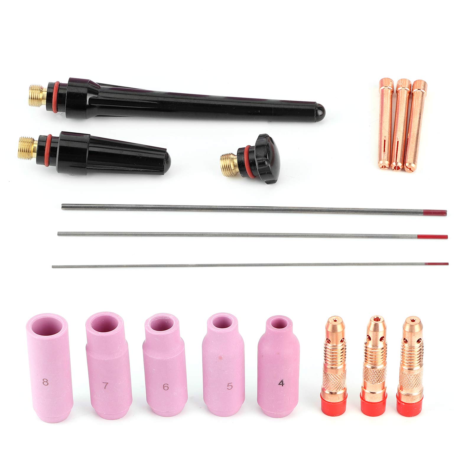 Fydun Welding Torch Accessories Kit, Ceramic Nozzle,17Pcs Welding Nozzle TIG Welder Contact Tip with Tungsten Wire for Torch 17/18/26