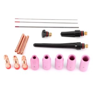 Fydun Welding Torch Accessories Kit, Ceramic Nozzle,17Pcs Welding Nozzle TIG Welder Contact Tip with Tungsten Wire for Torch 17/18/26