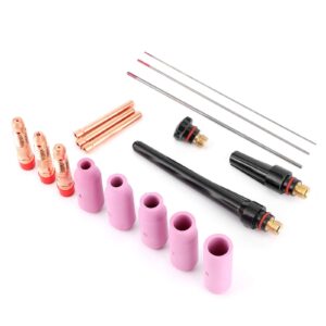 Fydun Welding Torch Accessories Kit, Ceramic Nozzle,17Pcs Welding Nozzle TIG Welder Contact Tip with Tungsten Wire for Torch 17/18/26