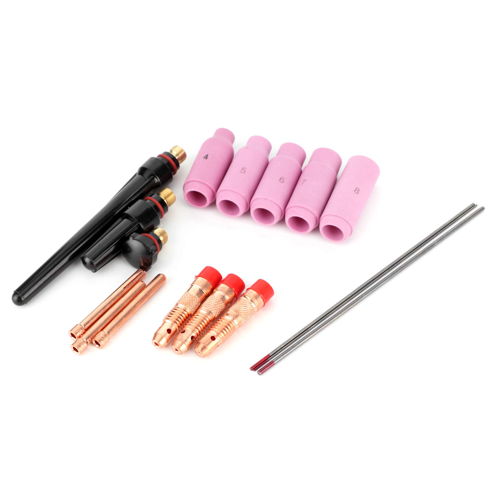 Fydun Welding Torch Accessories Kit, Ceramic Nozzle,17Pcs Welding Nozzle TIG Welder Contact Tip with Tungsten Wire for Torch 17/18/26