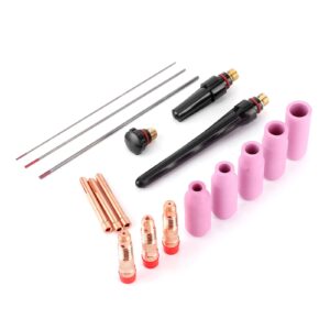 Fydun Welding Torch Accessories Kit, Ceramic Nozzle,17Pcs Welding Nozzle TIG Welder Contact Tip with Tungsten Wire for Torch 17/18/26