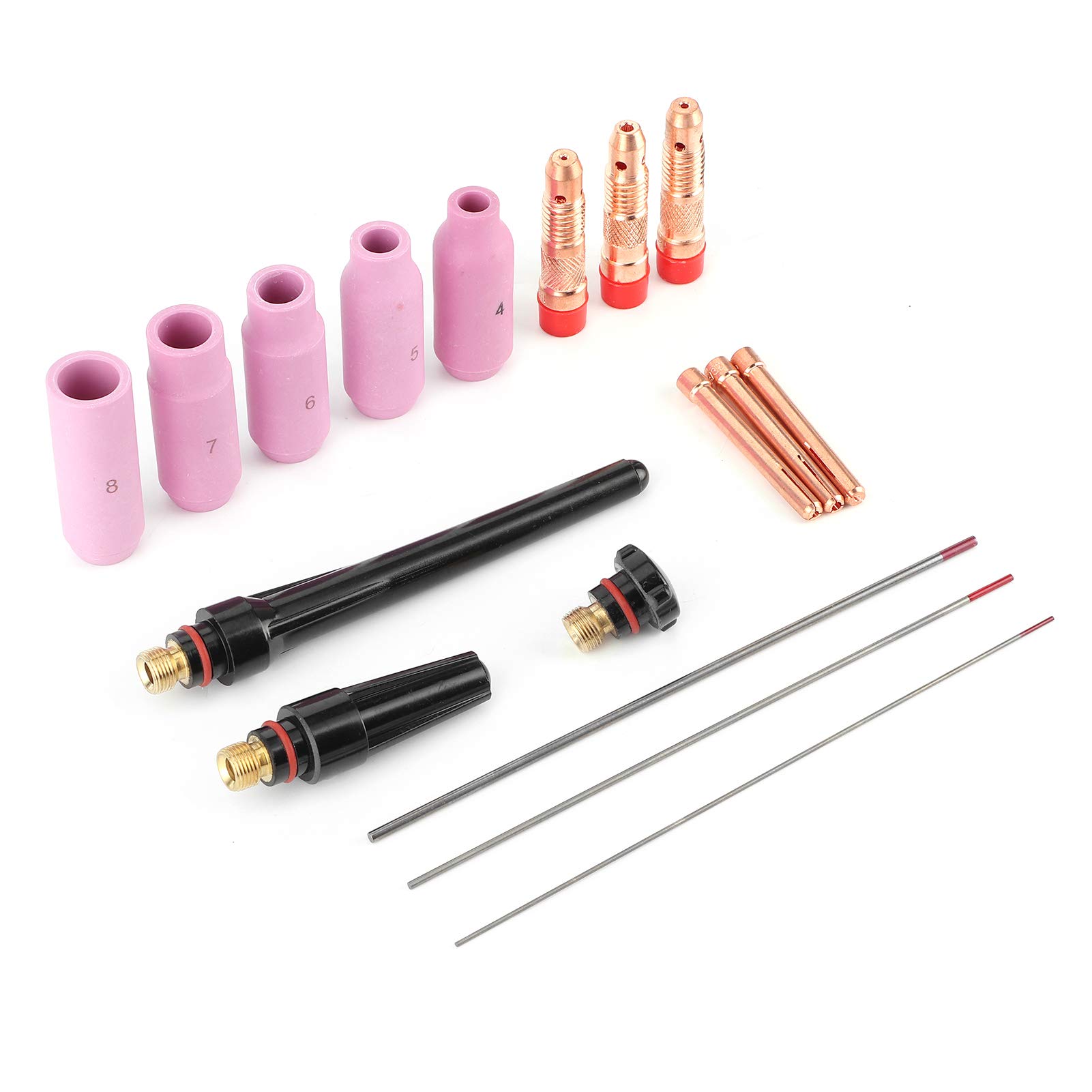 Fydun Welding Torch Accessories Kit, Ceramic Nozzle,17Pcs Welding Nozzle TIG Welder Contact Tip with Tungsten Wire for Torch 17/18/26