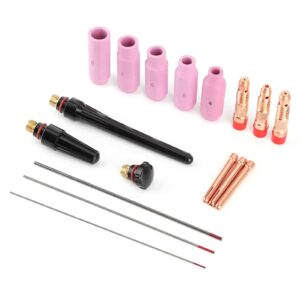 Fydun Welding Torch Accessories Kit, Ceramic Nozzle,17Pcs Welding Nozzle TIG Welder Contact Tip with Tungsten Wire for Torch 17/18/26