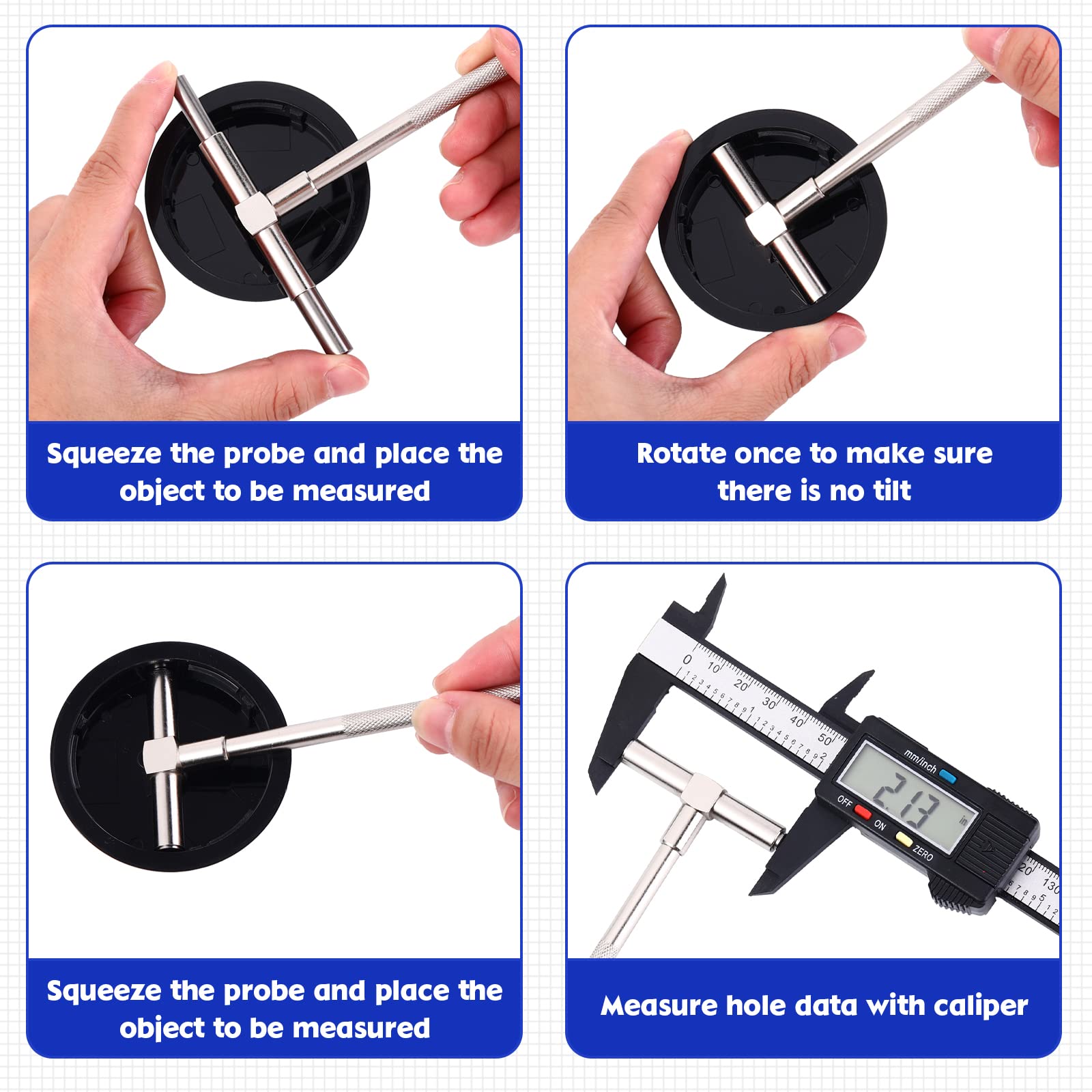 7 Pcs Telescoping Gage Digital Caliper Set, Caliper Measuring Tool Digital Micrometer Inside Micrometer, 5/16-6 Range, T Bore Hole Gauges, High Precision Telescopic Bore Gauge T Gage