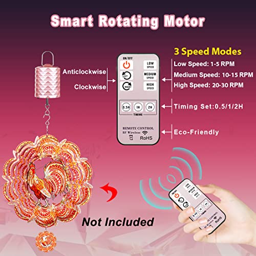 Wind Spinner Motor with Remote & Timing, 3 Rotating Speed Battery Powered Disco Ball Motor, 2 Way Direction Electric Slow Motor for Hanging Display Ornament, Wind Chime, Mirror Ball, Baby Crib Mobile