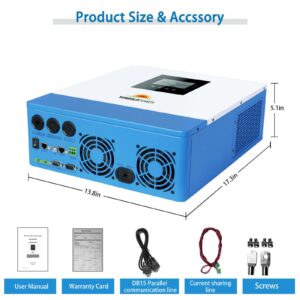 5000W DC 48V Pure Sine Wave Solar Inverter,100A MPPT Solar Charger and 40A AC Battery Charger, 120V AC Output Hybrid Solar Inverter Charger Manufactured by SunGoldPowerCo.,Ltd (Parallel & Grid-Tied)