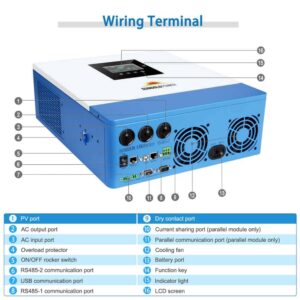 5000W DC 48V Pure Sine Wave Solar Inverter,100A MPPT Solar Charger and 40A AC Battery Charger, 120V AC Output Hybrid Solar Inverter Charger Manufactured by SunGoldPowerCo.,Ltd (Parallel & Grid-Tied)