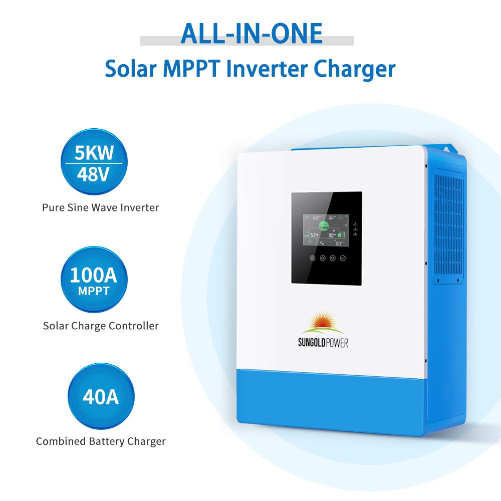 5000W DC 48V Pure Sine Wave Solar Inverter,100A MPPT Solar Charger and 40A AC Battery Charger, 120V AC Output Hybrid Solar Inverter Charger Manufactured by SunGoldPowerCo.,Ltd (Parallel & Grid-Tied)