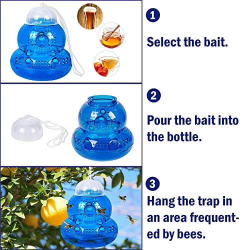 4 Pack Wasp Trap Outdoor Hanging, Yellow Jacket Killer, Carpenter Bee Traps for Outside, Bee Catcher Hornet Traps, Insects Bug Trap