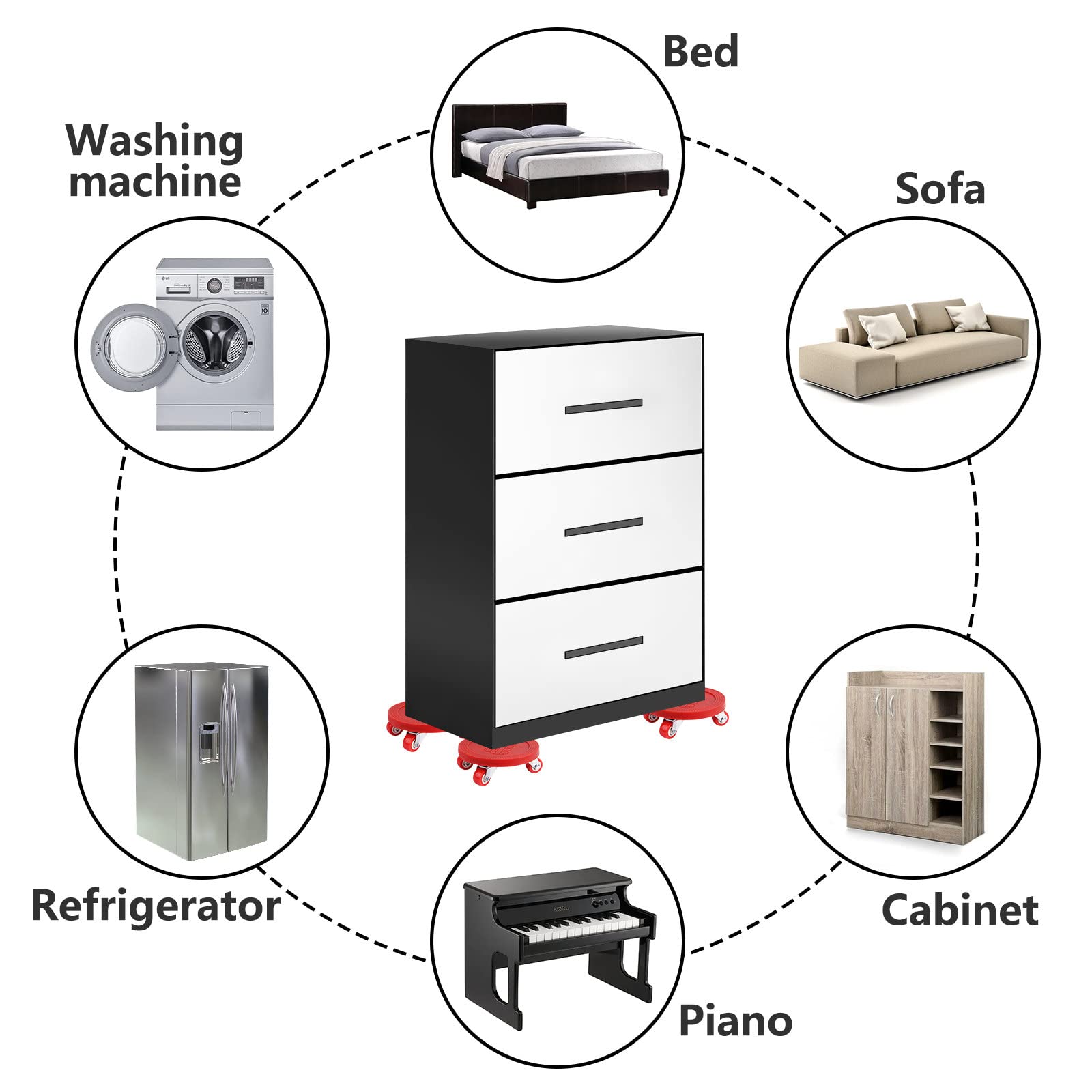 Furniture Mover Dolly with Lifter, 4 Wheel Furniture Dolly 780 LB Load Capacity,360° Rotation Moving Wheels,Furniture Lifters for Heavy Furniture,Moving System Roller Set,Refrigerator, Sofa, Cabinet