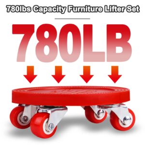 Furniture Mover Dolly with Lifter, 4 Wheel Furniture Dolly 780 LB Load Capacity,360° Rotation Moving Wheels,Furniture Lifters for Heavy Furniture,Moving System Roller Set,Refrigerator, Sofa, Cabinet