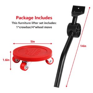 Furniture Mover Dolly with Lifter, 4 Wheel Furniture Dolly 780 LB Load Capacity,360° Rotation Moving Wheels,Furniture Lifters for Heavy Furniture,Moving System Roller Set,Refrigerator, Sofa, Cabinet