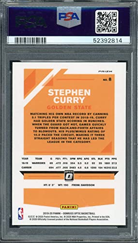 Stephen Curry 2019 Panini Donruss Optic Fanatics Prizm Card #8 Graded PSA 10