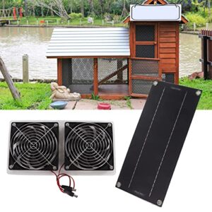 Solar Panel Fan Kit, 100W 12V Solar Powered Dual Fans Outdoor Waterproof, Solar Exhaust Fan for Chicken Coop, Greenhouse, Dog House, Shed, Pet Houses, Window Exhaust, DIY Cooling Ventilation(1 Panel)