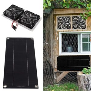 Solar Panel Fan Kit, 100W 12V Solar Powered Dual Fans Outdoor Waterproof, Solar Exhaust Fan for Chicken Coop, Greenhouse, Dog House, Shed, Pet Houses, Window Exhaust, DIY Cooling Ventilation(1 Panel)