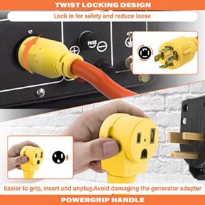 Flameweld Welder Adapter Cord - NEMA L14-30P Twist Locking to 6-50R, 4 Prong Generator to 3 Prong Welder Power Adapter Cord, 125/250V STW 10AWG Generator Cord, ETL (Yellow)