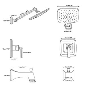 RUMOSE Shower Tub Set Bathroom Bathtub Shower Faucets Combo Set 9 Inch Square Rainfall Shower Head with Extension Shower Arm and Tub Faucet Shower System Shower Trim Kit Oil Rubbed Bronze