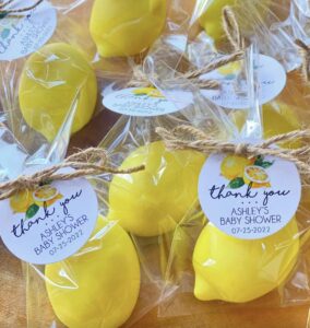 lemon soap favors - lemon bridal shower favors, baby shower favors, main squeeze themed party decoration favors