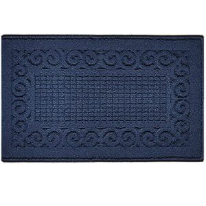 door mat indoor for entryway,20"x32" washable absorbent non-slip entry rug for front/back door,dog door mat,floor mat for muddy wet shoes paws-navy blue