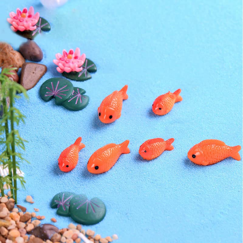 Ximimark 16 pcs Fish Frog Lotus Miniatures Garden Bonsai Mini Ornaments Fish Tank Decors