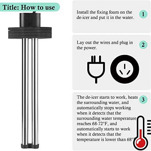 HITOP Outdoor Pond Heater - 150W 300W 600W Aquarium Heater for Small Ponds, with Long Cable Wire and Floatable (600W)