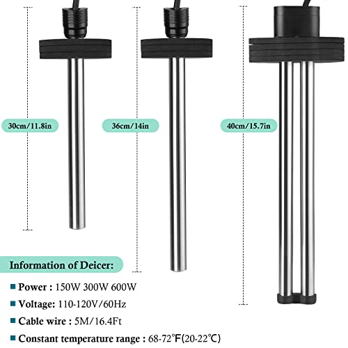 HITOP Outdoor Pond Heater - 150W 300W 600W Aquarium Heater for Small Ponds, with Long Cable Wire and Floatable (600W)