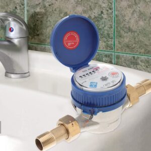 VILLCASE Water Flow Meter TS- S300E Water Meter Accurate Long Time Cold Water Meter, 3/4 NPT Couplings, Measuring in Cubic Meter Garden Water Meter