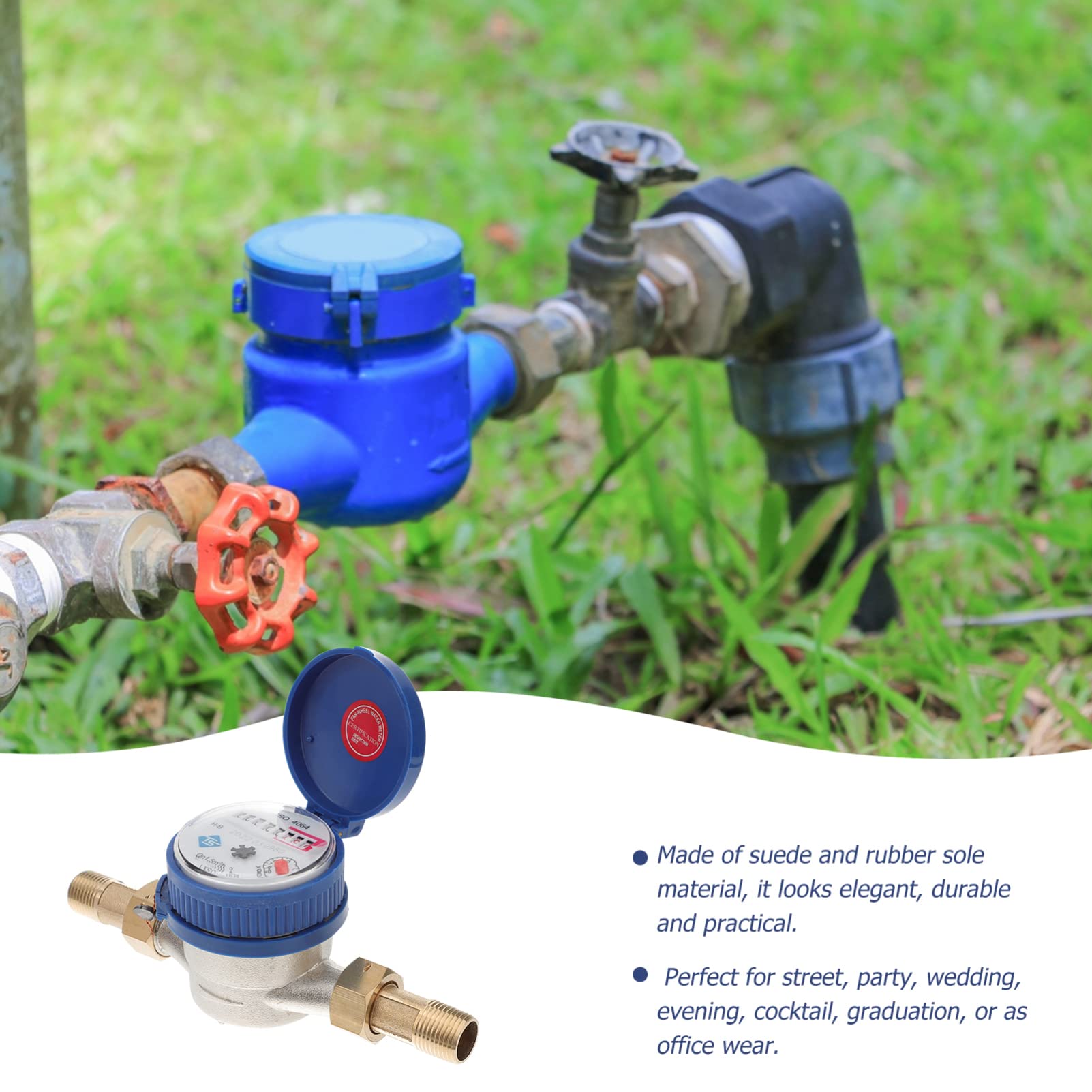 VILLCASE Water Flow Meter TS- S300E Water Meter Accurate Long Time Cold Water Meter, 3/4 NPT Couplings, Measuring in Cubic Meter Garden Water Meter