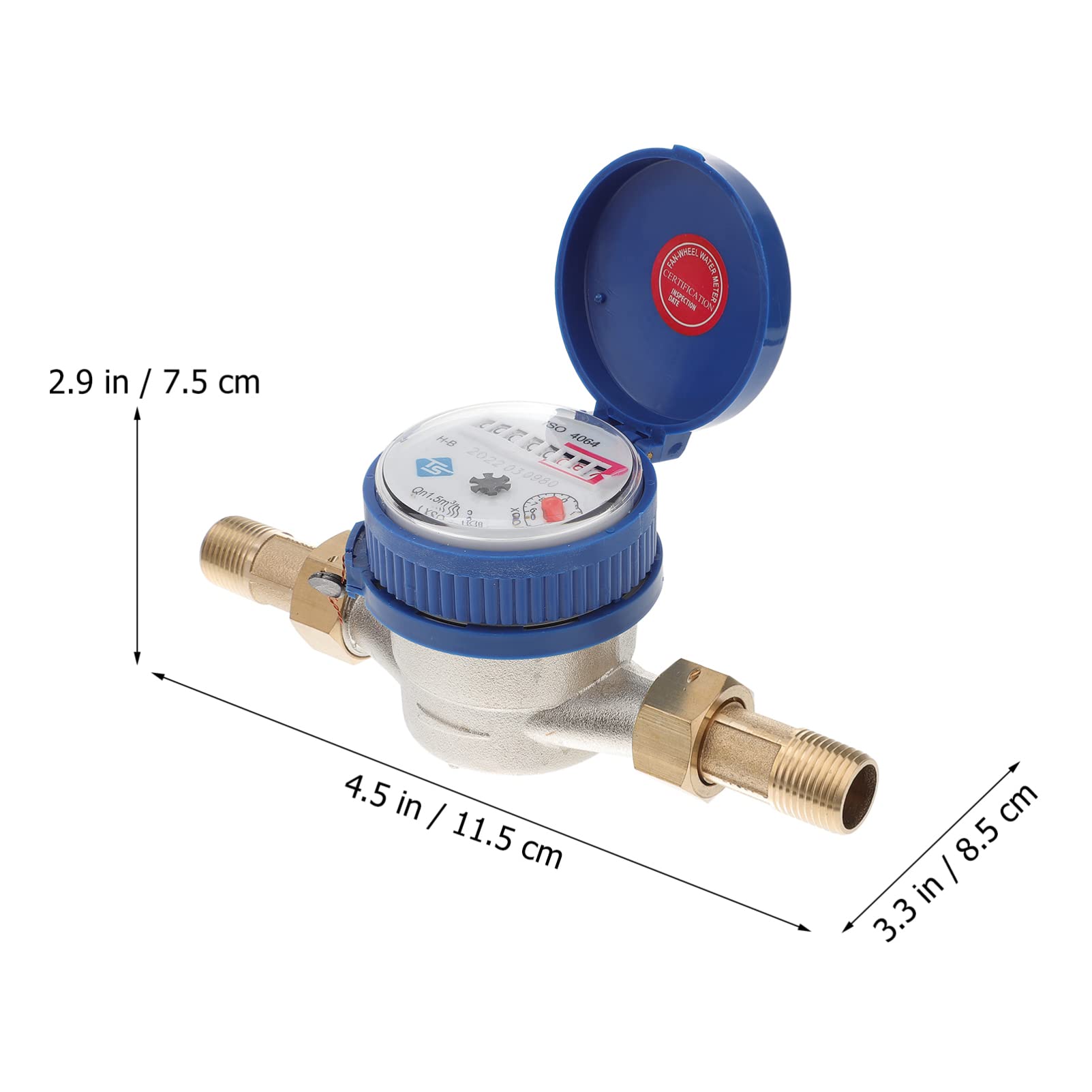 VILLCASE Water Flow Meter TS- S300E Water Meter Accurate Long Time Cold Water Meter, 3/4 NPT Couplings, Measuring in Cubic Meter Garden Water Meter