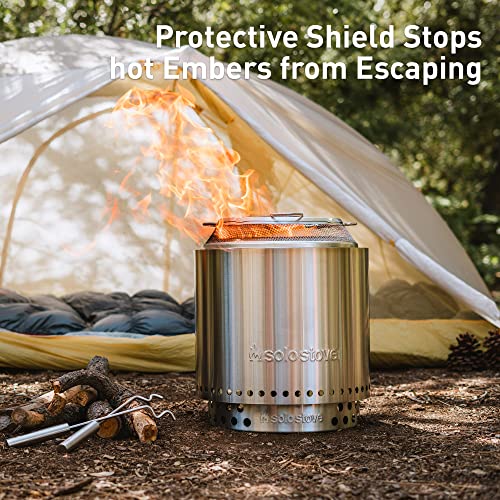 Solo Stove Ranger Backyard Bundle 2.0 | Incl. Ranger Smokeless Fire Pit, Stand, Shield, Shelter and Lid, Portable for Wood Burning, Removable Ash Pan, Stainless Steel, H: 15.25in x Dia: 15in, 21.5lbs