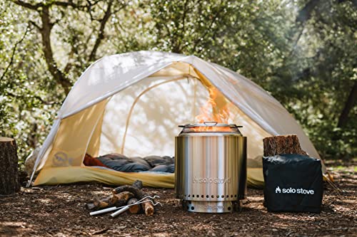 Solo Stove Ranger Backyard Bundle 2.0 | Incl. Ranger Smokeless Fire Pit, Stand, Shield, Shelter and Lid, Portable for Wood Burning, Removable Ash Pan, Stainless Steel, H: 15.25in x Dia: 15in, 21.5lbs