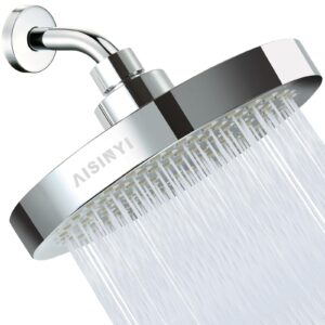 aisinyi high pressure rainfall shower head, 6 inches luxury modern showerhead with perfect adjustable replacement, removable restrictor, easy installation for your bathroom shower heads(chrome plated)