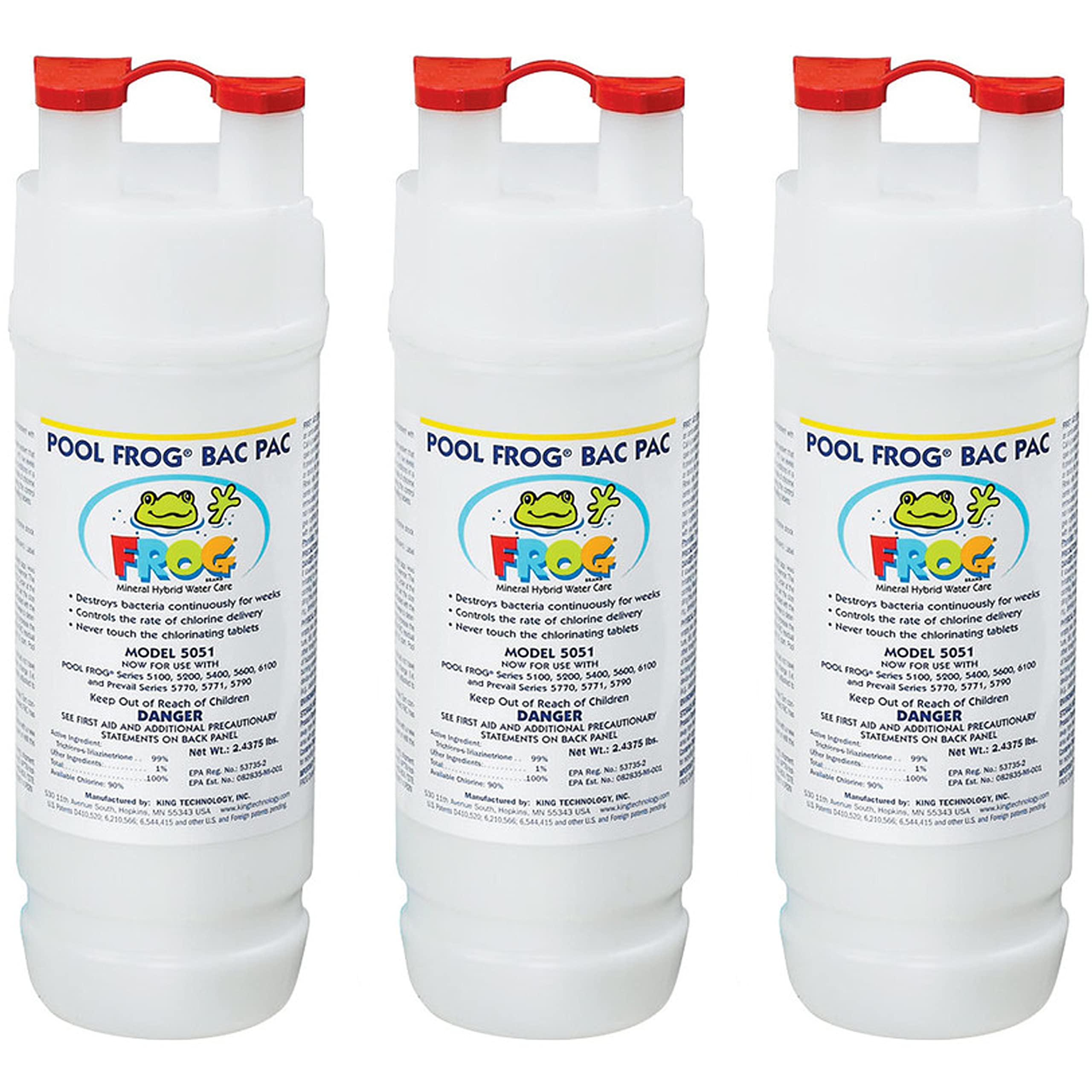 3 Pool FROG Bac Pacs prefilled with 2.2 lbs. of Trichlor, Replacement Chlorine Cartridges, for use with Pool FROG Model 5400 and Pool FROG Model 6100, Pool Sanitizer