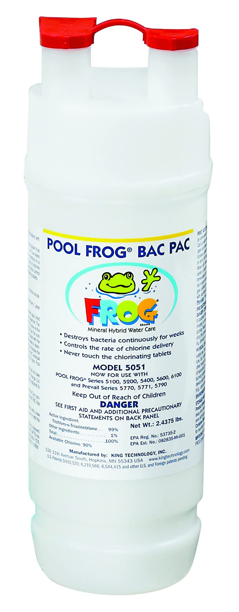 3 Pool FROG Bac Pacs prefilled with 2.2 lbs. of Trichlor, Replacement Chlorine Cartridges, for use with Pool FROG Model 5400 and Pool FROG Model 6100, Pool Sanitizer