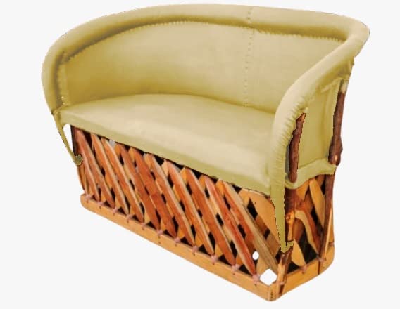 Love Seat Equipal Mueble Hecho a Mano por Equipales San Jose Color Beige Mexicano Estilo Tradicional Ideal para tu hogar, casa, jardín, oficina, restaurante, hotel, bar, playa, sala, comedor, recámara