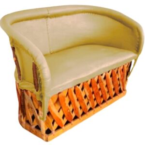 Love Seat Equipal Mueble Hecho a Mano por Equipales San Jose Color Beige Mexicano Estilo Tradicional Ideal para tu hogar, casa, jardín, oficina, restaurante, hotel, bar, playa, sala, comedor, recámara