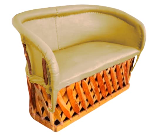 Love Seat Equipal Mueble Hecho a Mano por Equipales San Jose Color Beige Mexicano Estilo Tradicional Ideal para tu hogar, casa, jardín, oficina, restaurante, hotel, bar, playa, sala, comedor, recámara