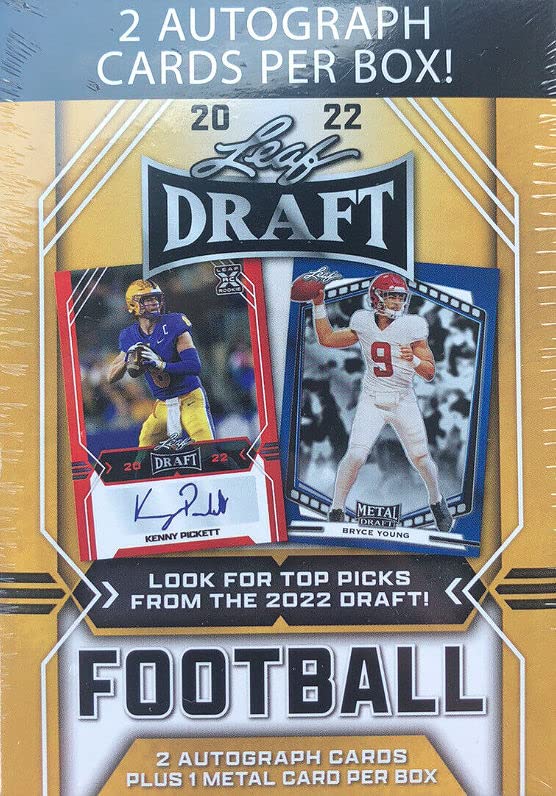 2022 Leaf Draft Football box (TWO Autograph cards & 1 Metal card/bx)