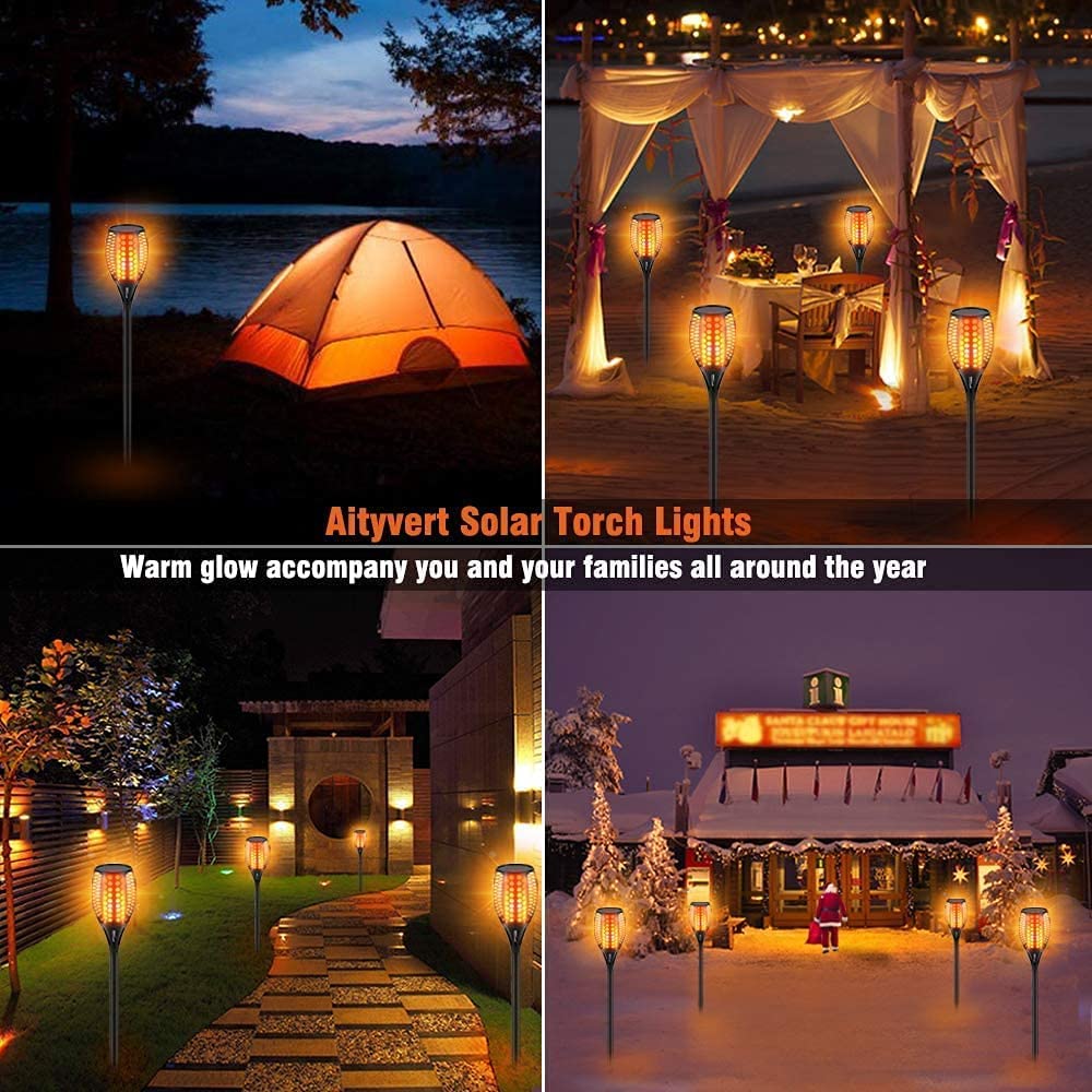 Aityvert Upgraded Large Solar Torch Lights, 43'''' Waterproof Outdoor 96 LED Dancing Flames Lights, Flickering Flames Garden Lights, Auto On/Off L&scape Pathway Patio Driveway Lighting (8 pcs )