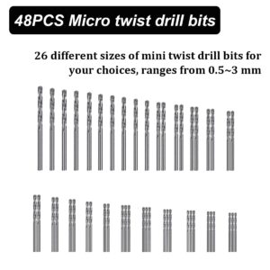 Dianrui 61PCS Pin Vise Hand Drill Set including 1PCS Mini Drill Press Vise, 10PCS PCB Mini Drill Bits, 1PCS Elbow Tweezers and 48PCS 0.3-3.5mm Micro Twist Drill Bits K1-037