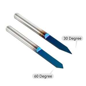 V Groove Router Bits 1/8" Shank CNC Wood Carving Bits 10pcs 30°& 60°Engraving Bits Nano Blue Coat Solid Carbide CNC Router Bits for 2D&3D Sculpture Signmaking