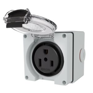 starelo 50amp power outlet box,nema 6-50r receptacle,250volt heavy-duty outdoor dustproof and weatherproof for electric vehicles, generators, welding machines, etc.etl listed.(nema 6-50r box)