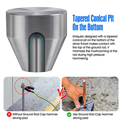 Ground Rod Cap Driver Pad Hammer Driving.Great for 1/2'' 5/8" 3/4" Grounding Rod, Fence Posts,Stakes,Rebar(Hammer Driver)