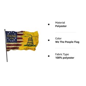 Dont Tread On Me Flag 1776 Flag 3x5 Ft We The People Retro American Flag Polyester Double Sided Mirror Printing Outdoor House Patriotic Banner Decorate