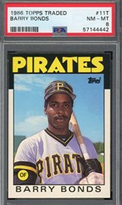 barry bonds 1986 topps traded baseball rookie card rc #11t graded psa 8