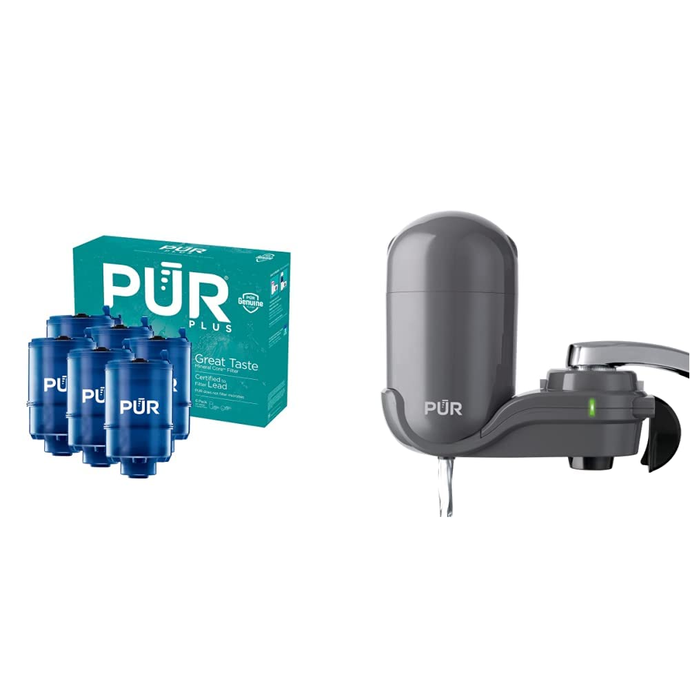 PUR PLUS Faucet Mount Replacement Filter 6-Pack + PUR PLUS Faucet Mount Water Filtration System