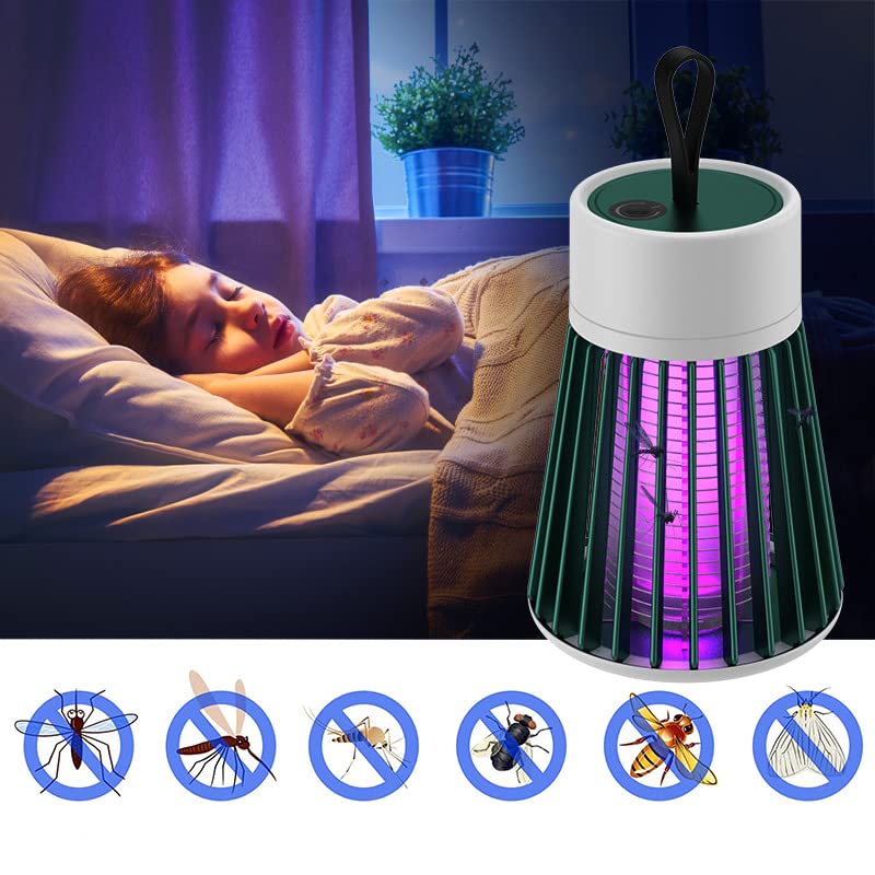 Bug Zapper, Mosquito Zapper Fly Trap Mosquito Killer Lamp USB Electric Radiationless LED Mute Bed Bug Killer Indoor for Mosquito Insect Gnat Moth Fruit Flies with a Small Brush (Decorative Buttons)